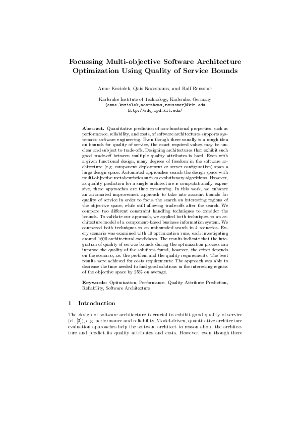 Pdf Focussing Multi Objective Software Architecture Optimization