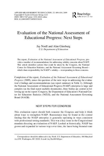 (PDF) Evaluation of the National Assessment of Educational Progress ...