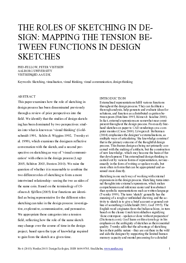 (PDF) The roles of sketching in design: Mapping the tension between ...