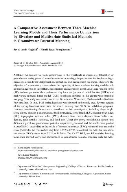 A Comparative Assessment Between Three Machine Learning Models and ... A Comparative Assessment Between Three Machine Learning Models and ...