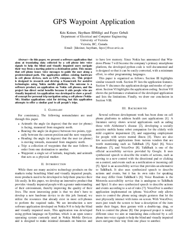 (PDF) GPS Waypoint Application