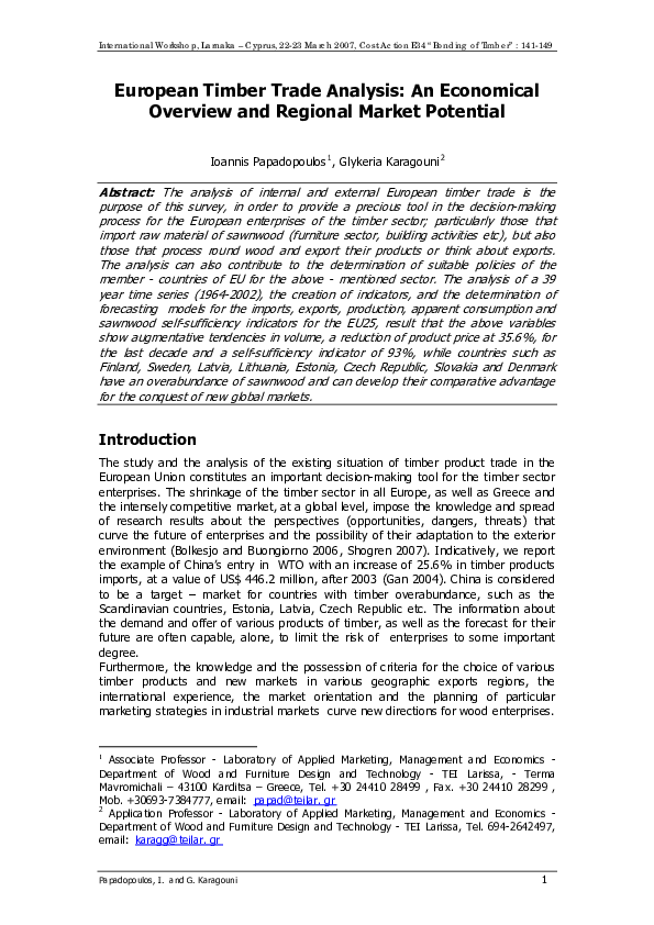 (PDF) European timber trade analysis: an economical overview and ...
