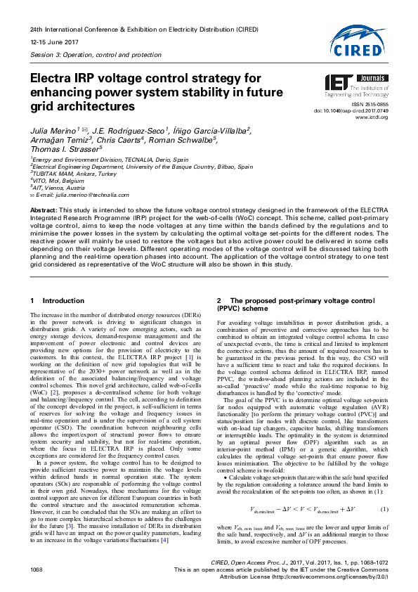 (PDF) Electra IRP voltage control strategy for enhancing power system ...