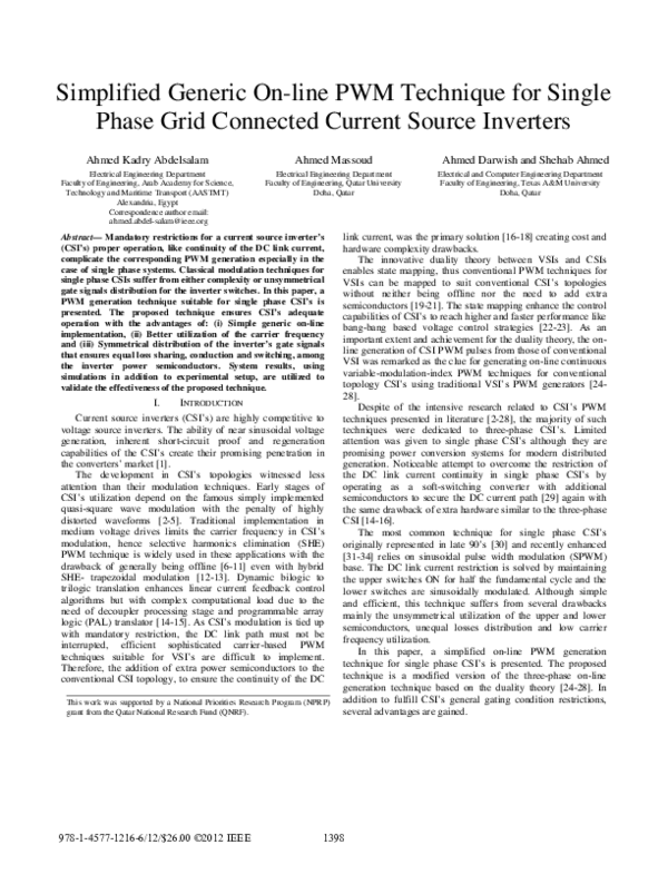 (PDF) Simplified generic on-line PWM technique for single phase grid ...