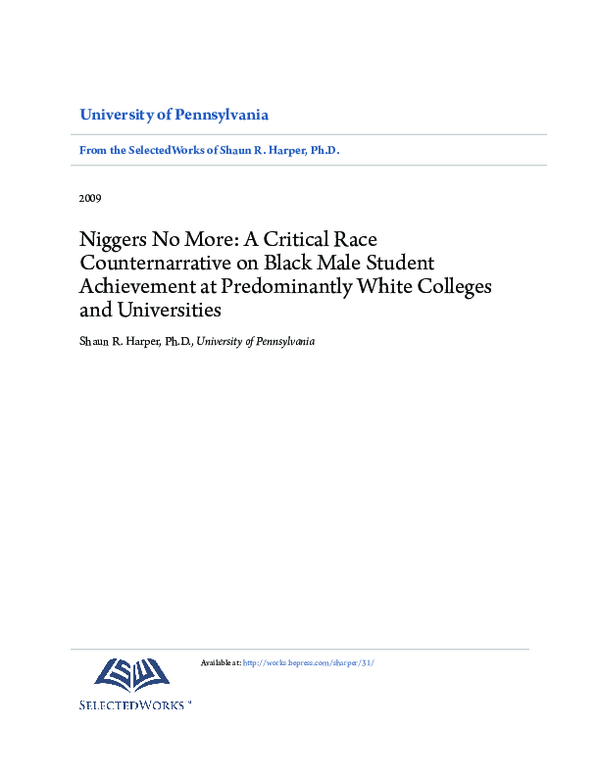 (PDF) Niggers no more: a critical race counternarrative on Black male ...