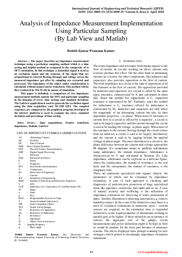 (PDF) Analysis of Impedance Measurement Implementation using Particular Sampling ( By LabView ...