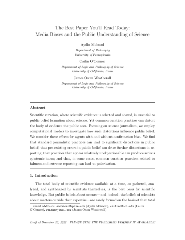 (PDF) The Best Paper You'll Read Today: Media Biases and the Public ...