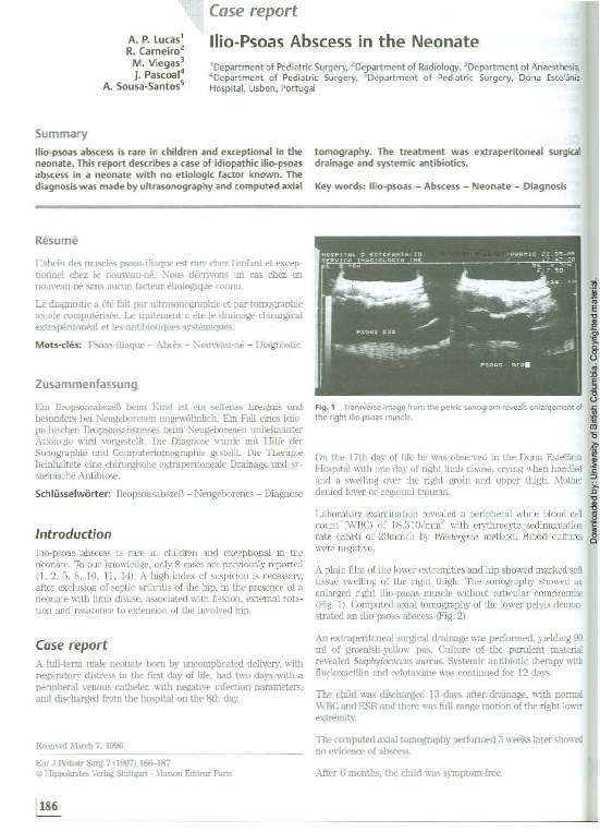 (PDF) Ilio-Psoas Abscess in the Neonate