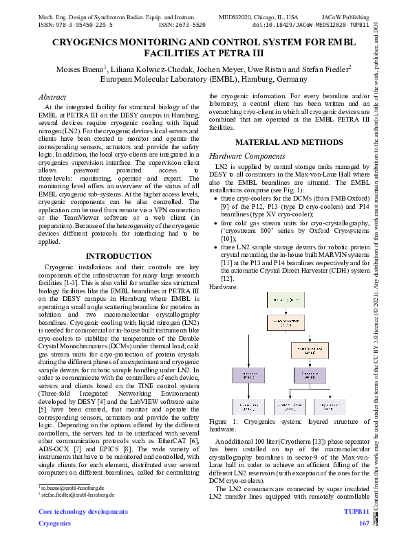 (PDF) Cryogenics Monitoring and Control System for EMBL Facilities at PETRA III