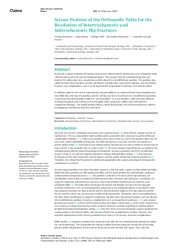 (PDF) Scissor Position of the Orthopedic Table for the Resolution of ...