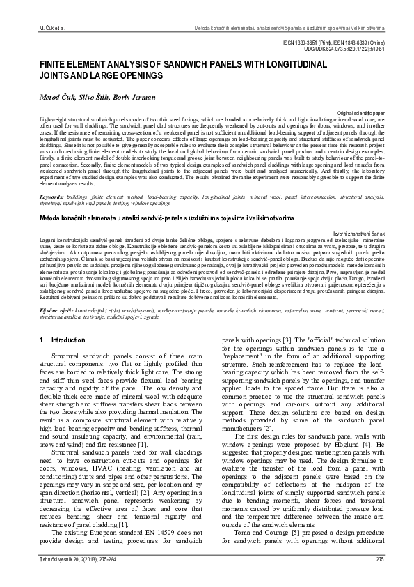(PDF) Finite element analysis of sandwich panels with longitudinal ...