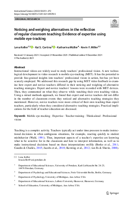 (PDF) Noticing and weighing alternatives in the reflection of regular classroom teaching ...