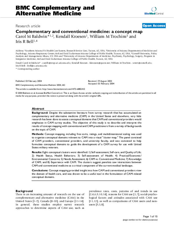 (PDF) Complementary and conventional medicine: a concept map