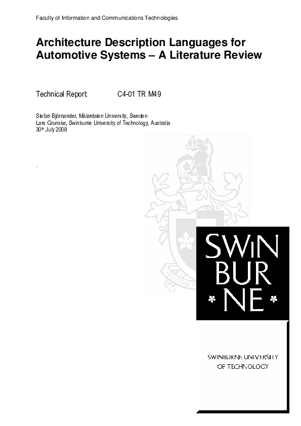 (PDF) Architecture Description Languages for Automotive Systems–A Literature Review