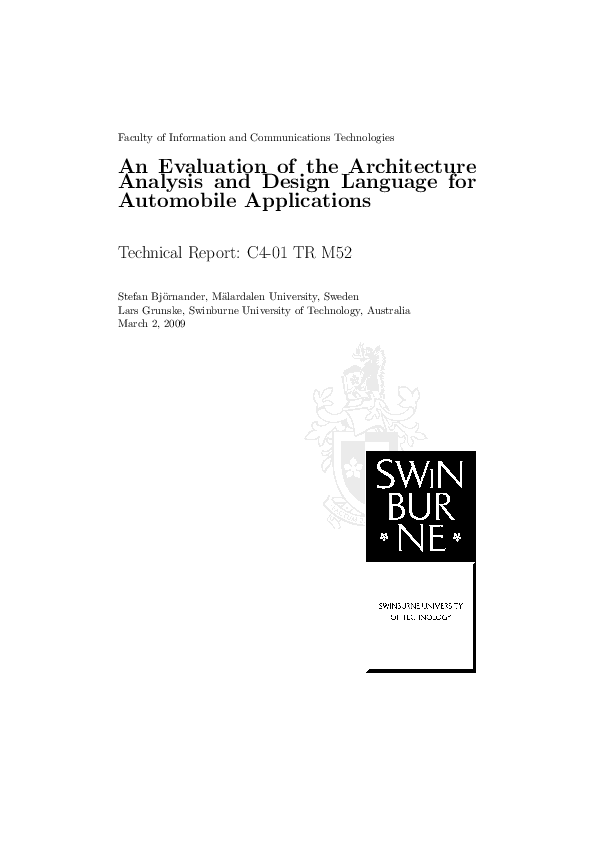 An Evaluation Of The Architecture Analysis And Design Language For Automobile Applications