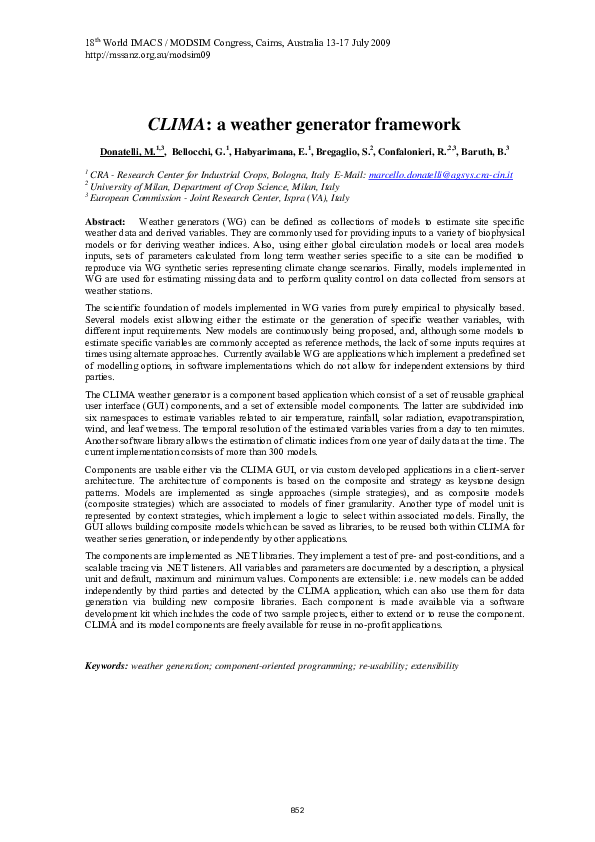 (PDF) CLIMA: a weather generator framework