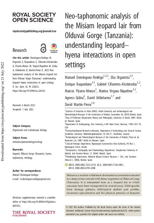 (PDF) Neo-taphonomic analysis of the Misiam leopard lair from Olduvai ...