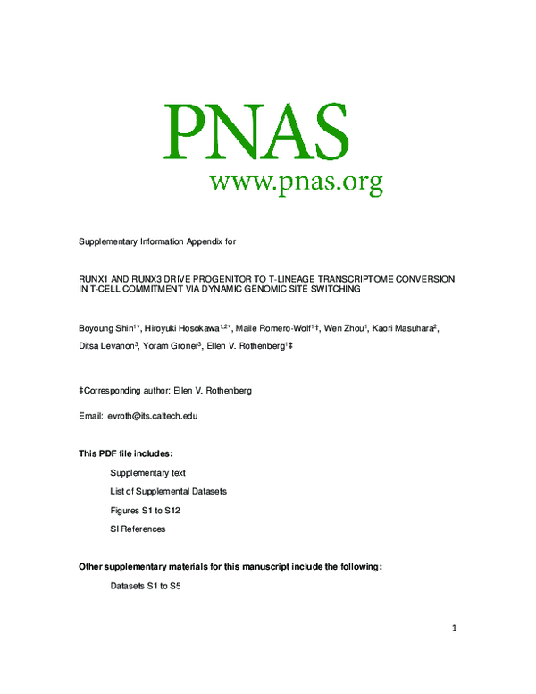(PDF) Runx1 and Runx3 drive progenitor to T-lineage transcriptome conversion in mouse T cell ...