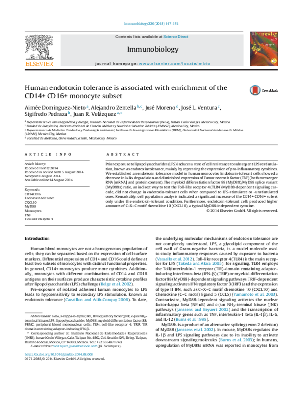 (PDF) Human endotoxin tolerance is associated with enrichment of the ...
