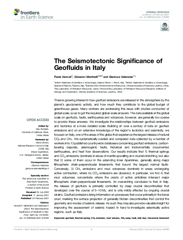 (PDF) The Seismotectonic Significance of Geofluids in Italy