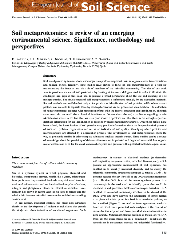 (PDF) Soil metaproteomics: a review of an emerging environmental ...