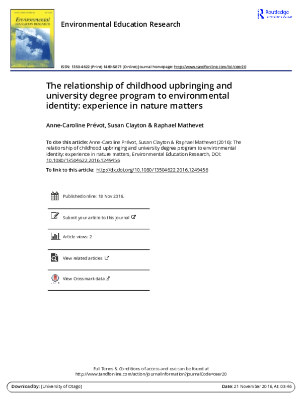 (PDF) The relationship of childhood upbringing and university degree ...