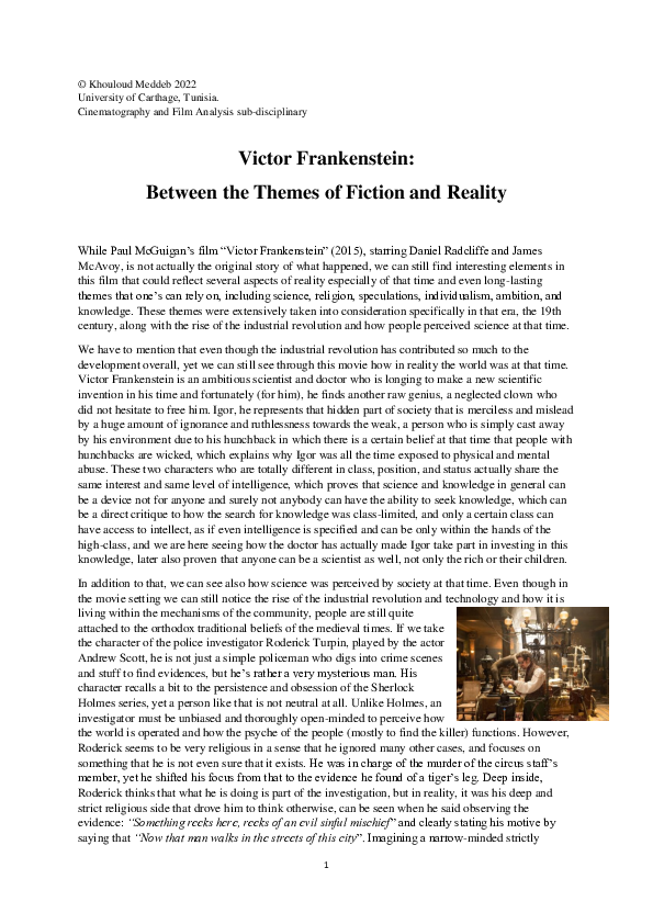 (PDF) Victor Frankenstein: Between the Themes of Fiction and Reality