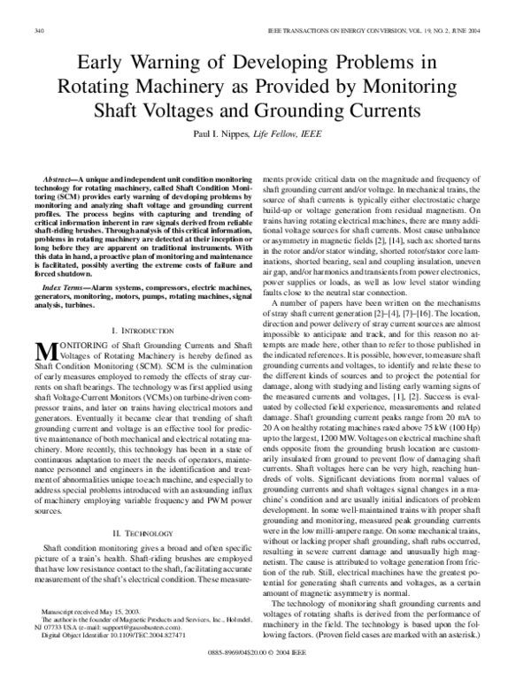 (PDF) Early Warning of Developing Problems in Rotating Machinery as ...