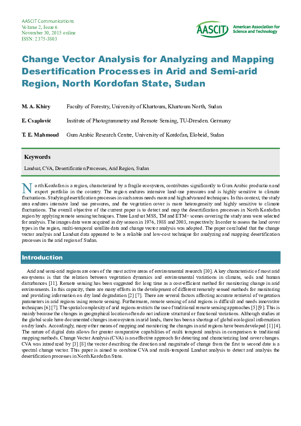 (PDF) Change Vector Analysis for Analyzing and Mapping Desertification ...