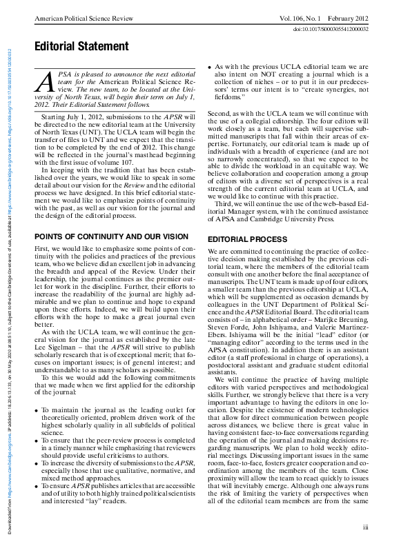 (PDF) Editorial Statement