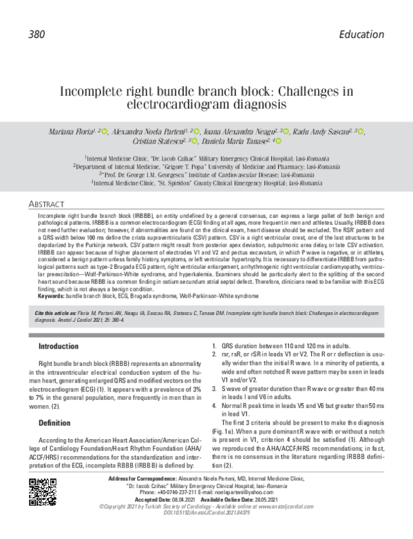(PDF) Incomplete right bundle branch block: Challenges in ...