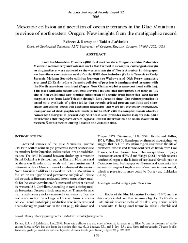 (PDF) Mesozoic collision and accretion of oceanic terranes in the Blue ...