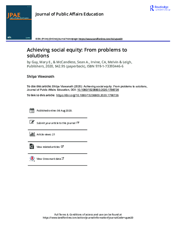 (PDF) Achieving social equity: From problems to solutions