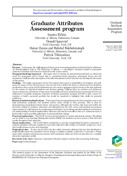 (PDF) Graduate Attributes Assessment Program