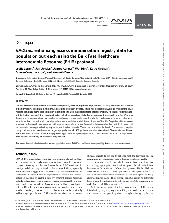 (PDF) VACtrac: enhancing access immunization registry data for population outreach using the ...