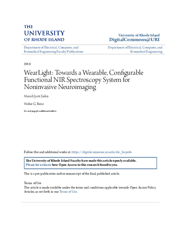 (PDF) WearLight: Towards a Wearable, Configurable Functional NIR ...