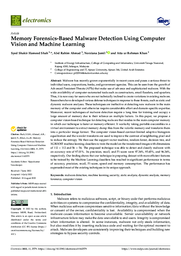 (PDF) Memory Forensics-Based Malware Detection Using Computer Vision ...
