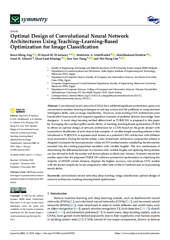 Pdf Optimal Design Of Convolutional Neural Network Architectures Using Teachinglearning Based