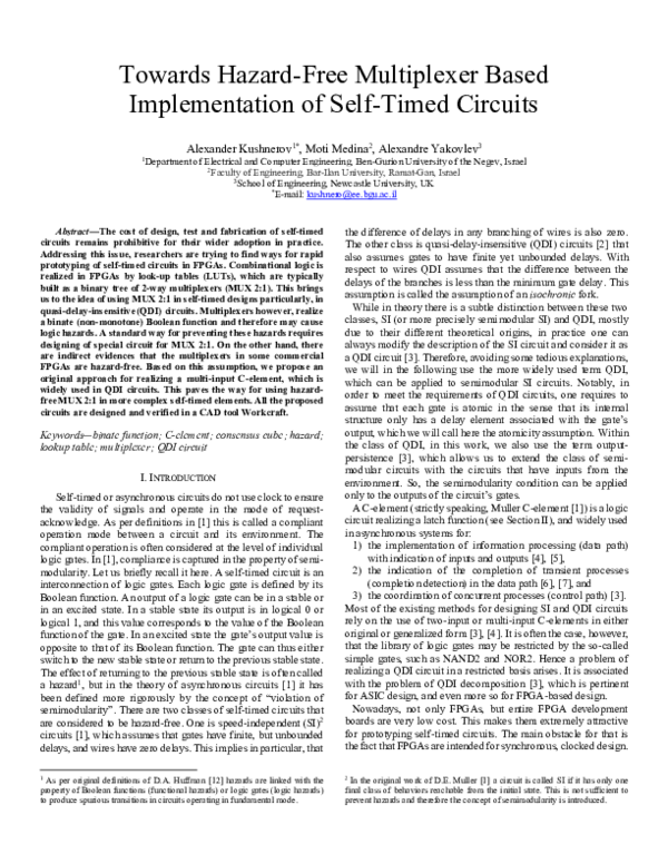 (PDF) Towards Hazard-Free Multiplexer Based Implementation of Self-Timed Circuits