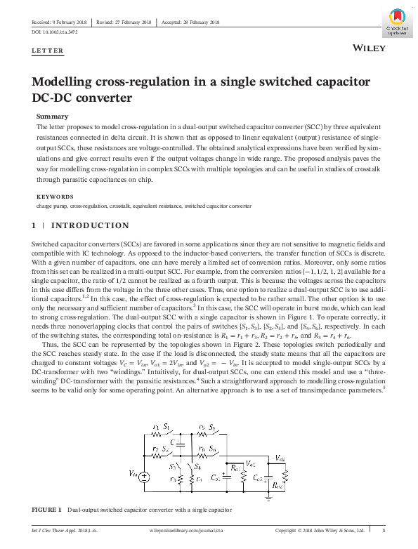 (PDF) Modelling cross-regulation in a single switched capacitor DC-DC ...
