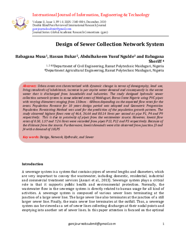 (PDF) Design of Sewer Collection Network System