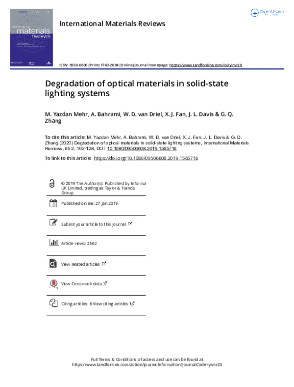 (PDF) Degradation of optical materials in solid-state lighting systems