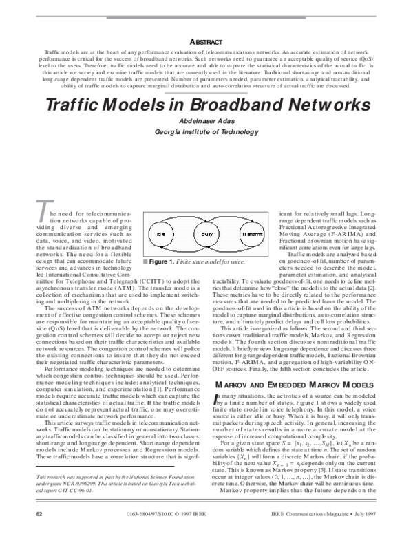 Pdf Traffic Models In Broadband Networks