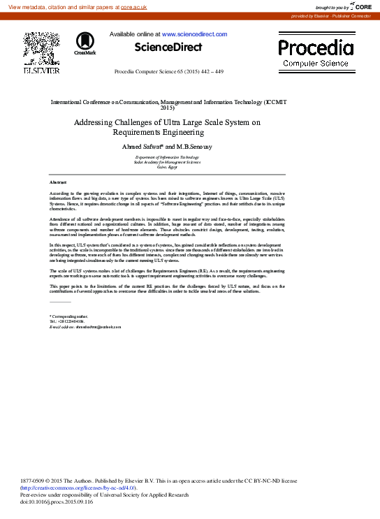 (PDF) Addressing Challenges of Ultra Large Scale System on Requirements ...