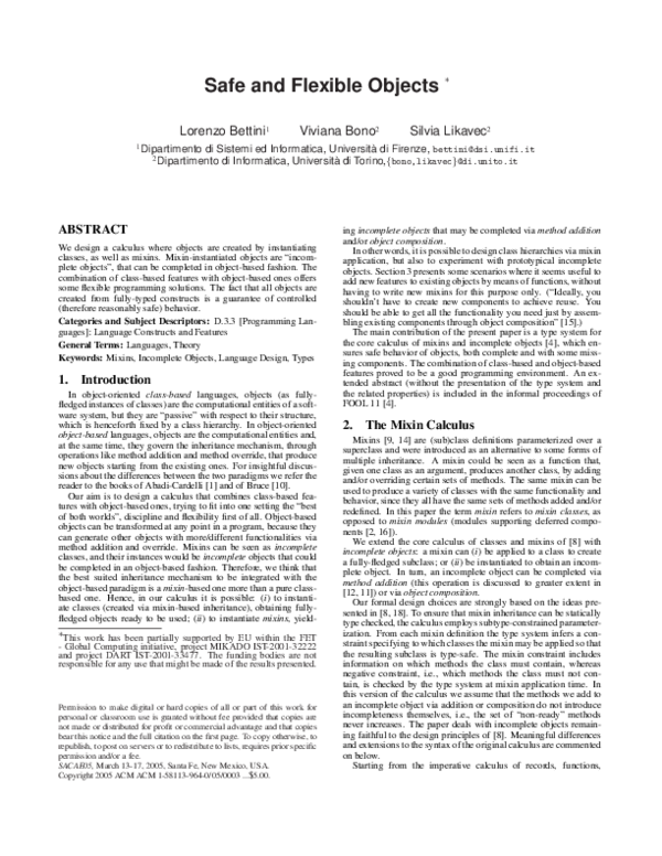 (PDF) Safe and flexible objects | Viviana Bono - Academia.edu