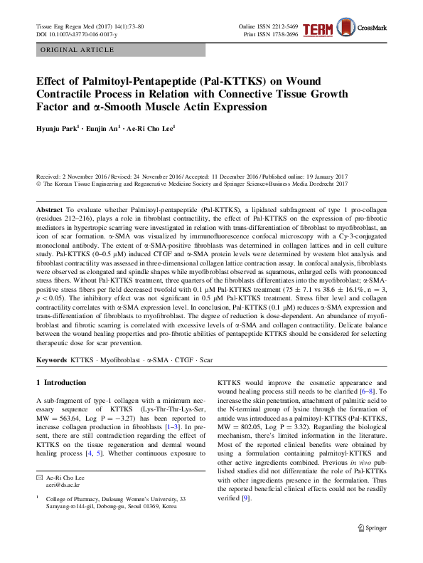 (PDF) Effect of Palmitoyl-Pentapeptide (Pal-KTTKS) on Wound Contractile ...