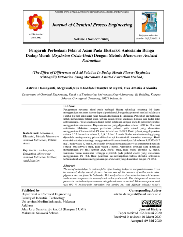 (PDF) Dengan Metode Microwave Assisted Extraction ( The Effect of ...