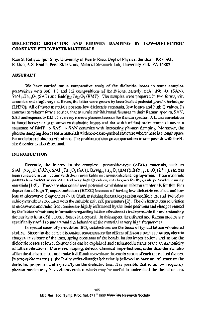 (PDF) Dielectric Behavior and Phonon Damping in Low-Dielectric Constant ...