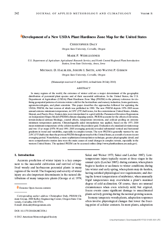 (PDF) Development of a New USDA Plant Hardiness Zone Map for the United ...