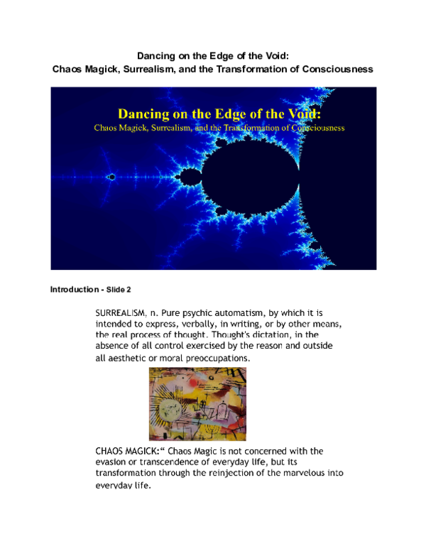 (PDF) Dancing on the Edge of the Void: Chaos Magic, Surrealism, and the ...